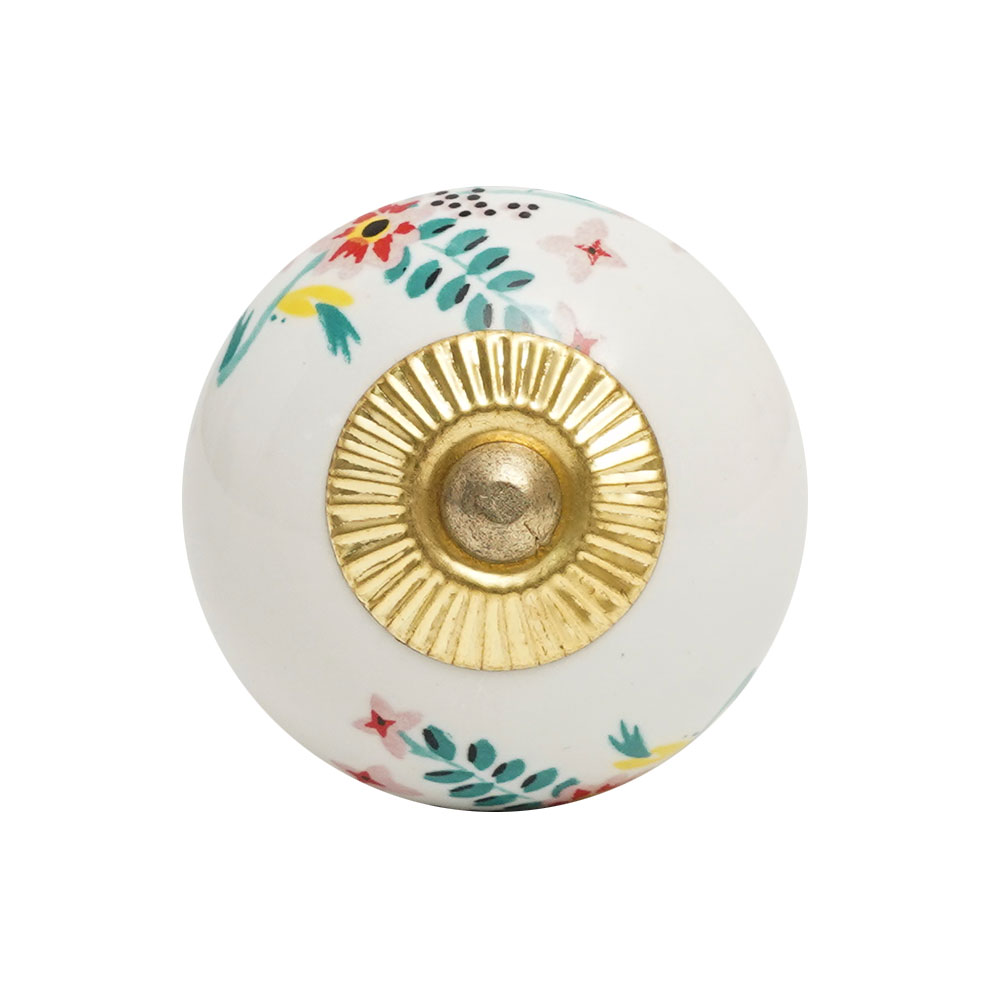Ceramic Multicolor Floral Pattern Cabinet Knobs